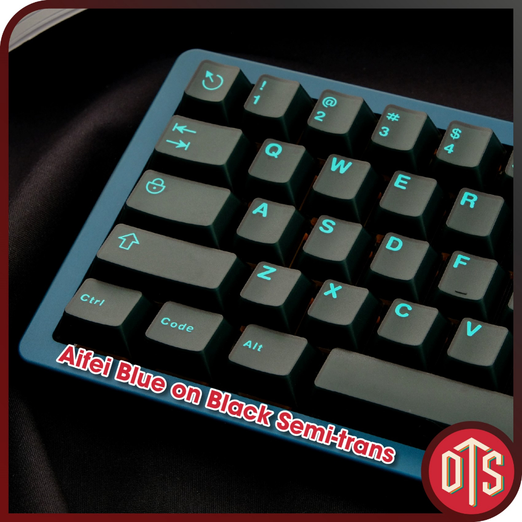 Keycap Aifei Blue on Black Semi-Transparent Cherry profile | ABS Double ...