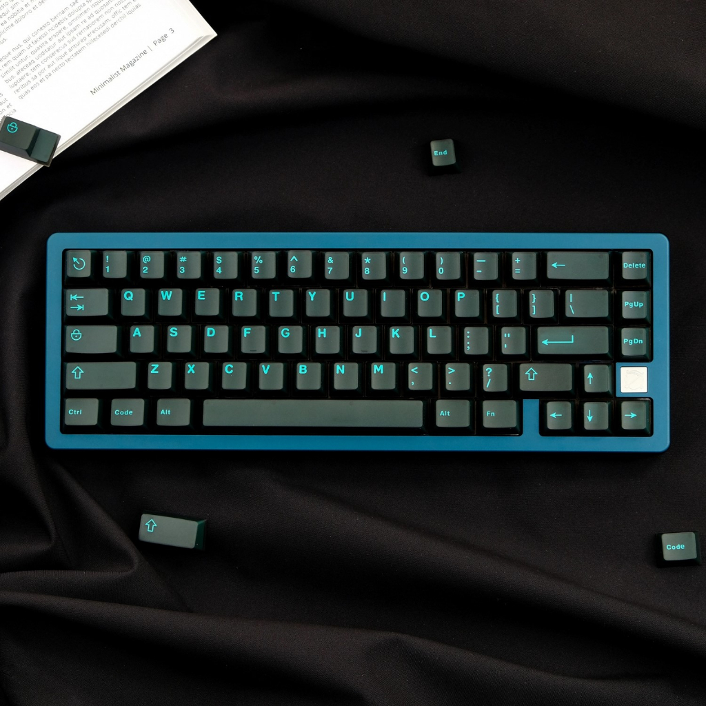Keycap Aifei Blue on Black Semi-Transparent Cherry profile | ABS Double ...
