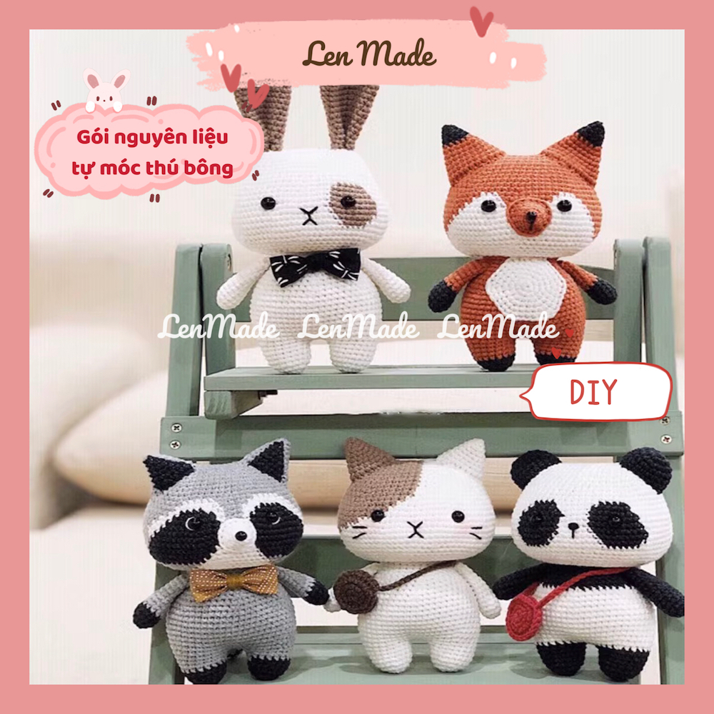 DIY Set nguyên liệu tự móc thú nhồi bông chibi bằng len đan amigurumi ...