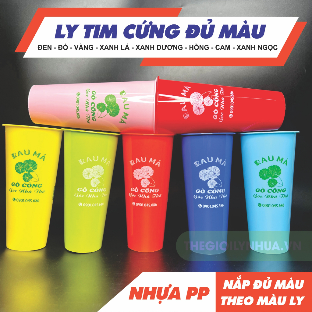 [SET 100 CÁI] Ly nhựa cứng nắp tim, cốc tim nhập khẩu đựng trà sữa, ly ...