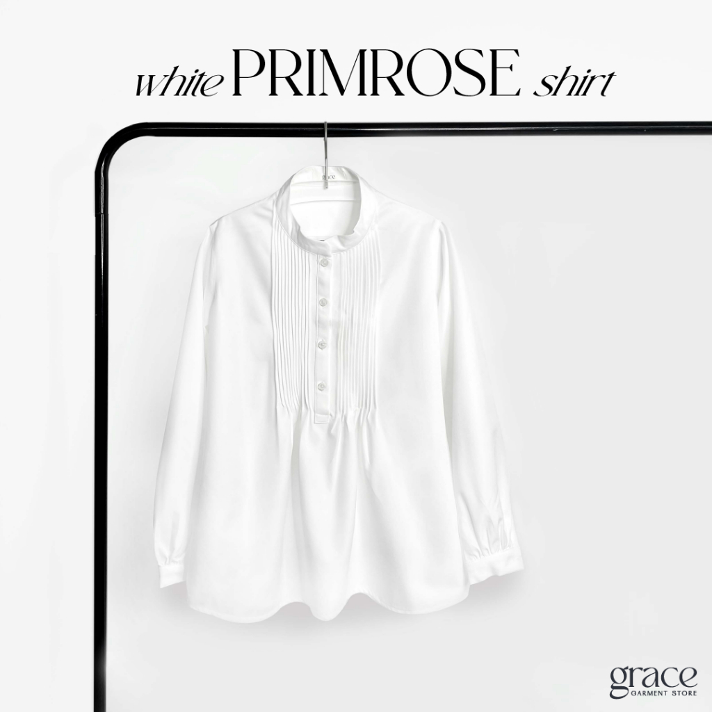 White Primrose Shirt - Áo sơ mi trắng cổ trụ FREE SIZE | Shopee Việt Nam