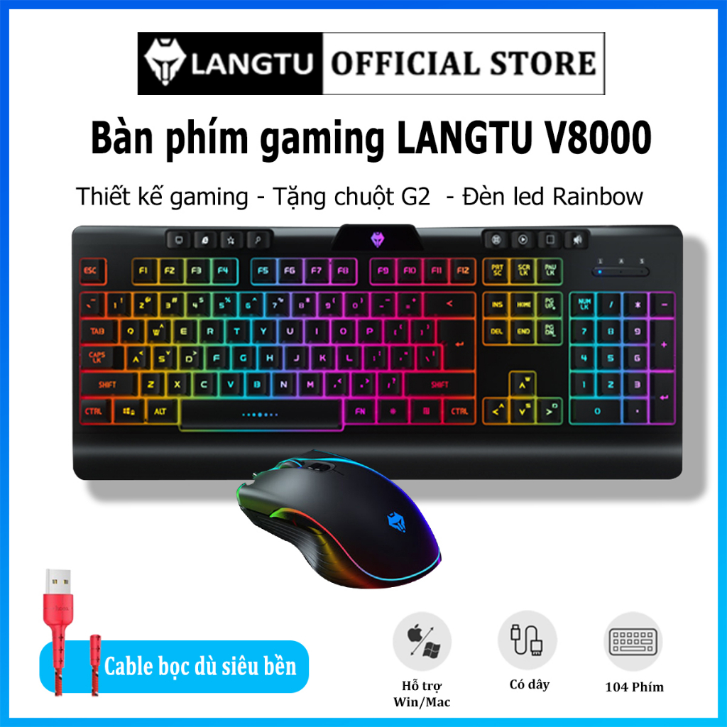 Bàn Phím Giả Cơ Gaming LANGTU V8000 Phụ Kiện Laptop Pc Có Đèn Led Kèm ...