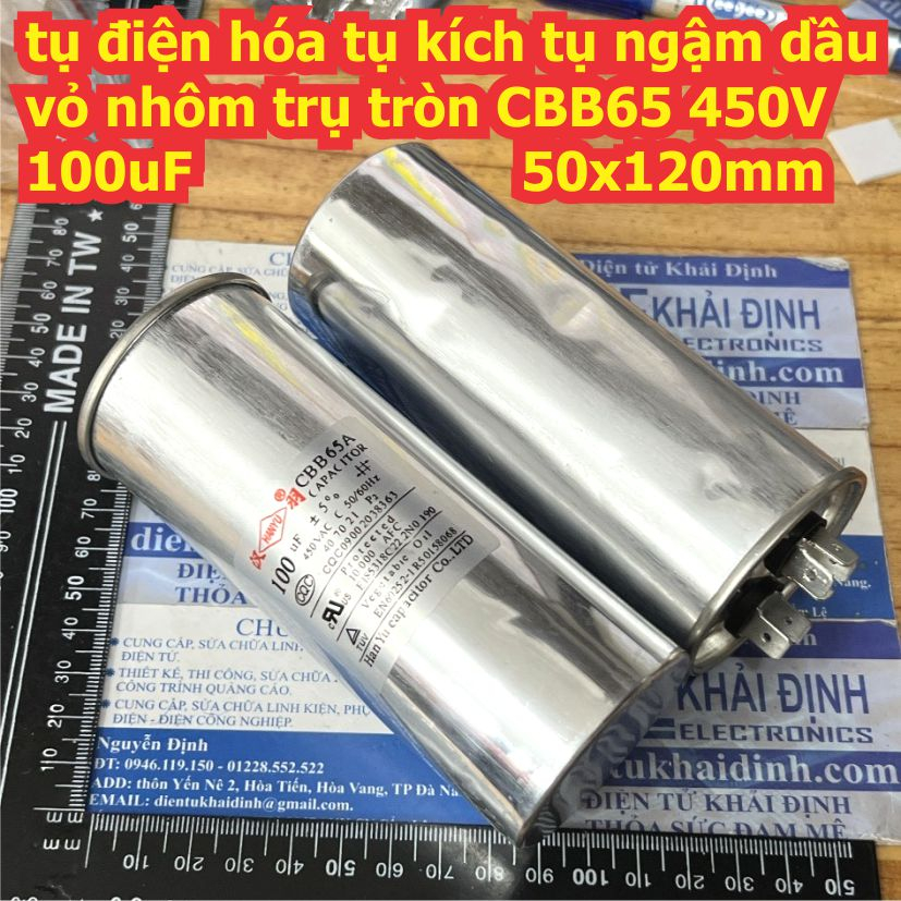 Tụ điện kích động cơ máy bơm tụ nhôm ngậm dầu CBB65 450V 20uF 25uF 30uF ...