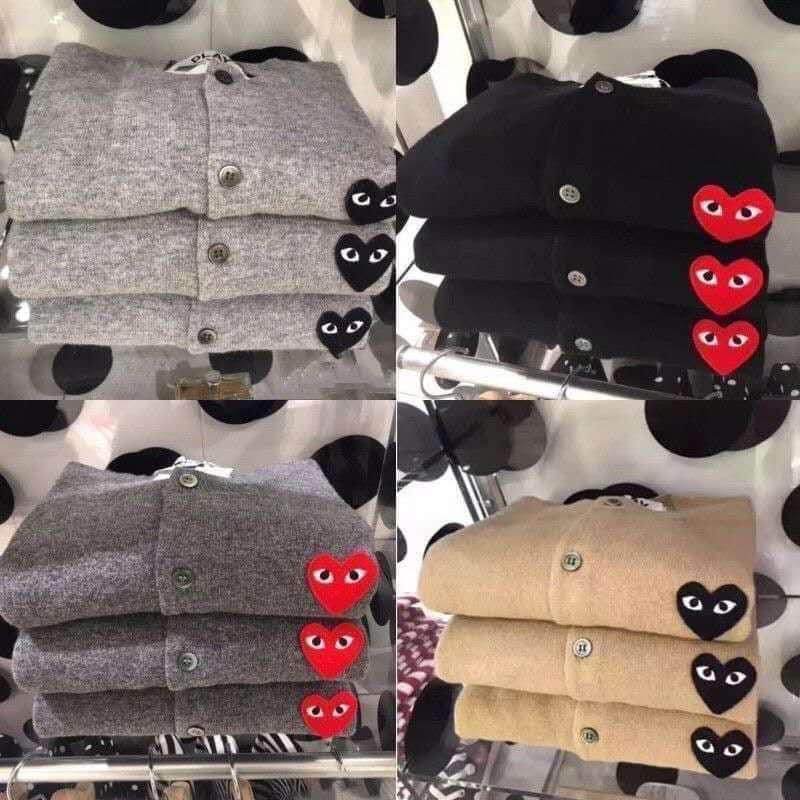 Áo Cardigan Play CDG thêu trái timdáng rộng cổ tròn 6 màu ( Màu và size ...