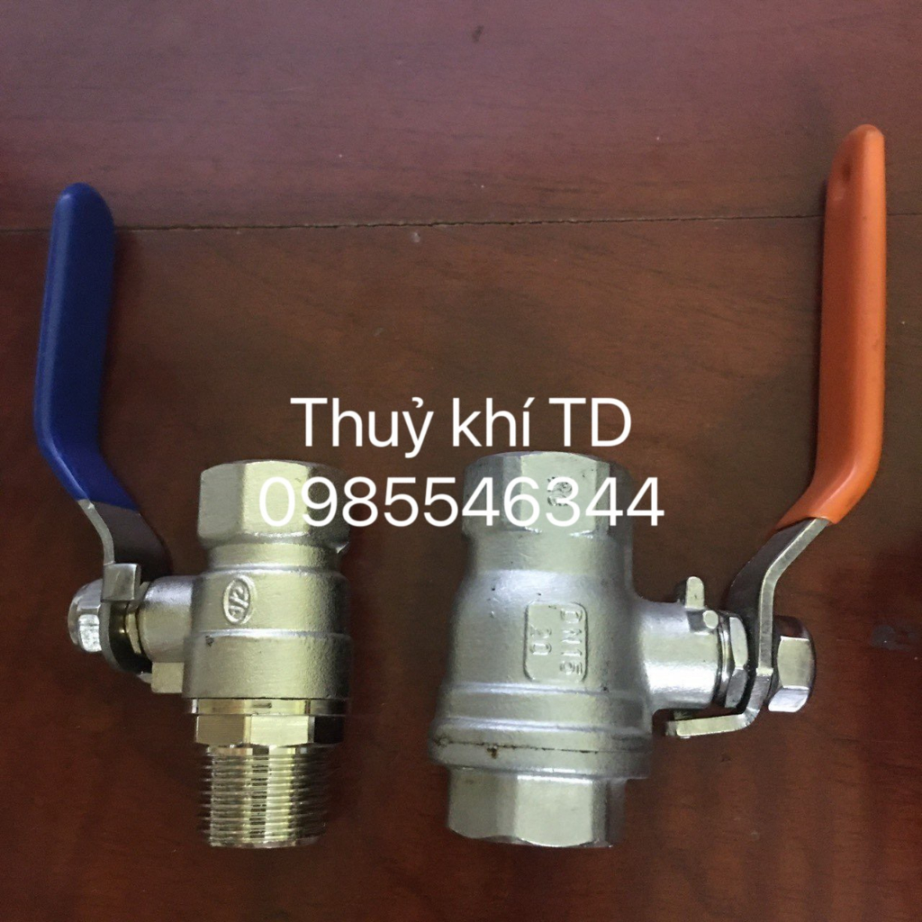 Van bi INOX/Đồng tay gạt ren trong ren ngoài /2 đầu ren trong DN-15 ...