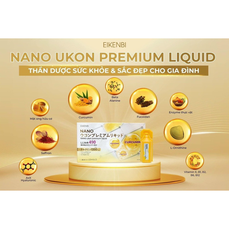 Nước uống Nghệ Nano Ukon Curcumin Nhật Bản hộp 15 ống | Shopee Việt Nam