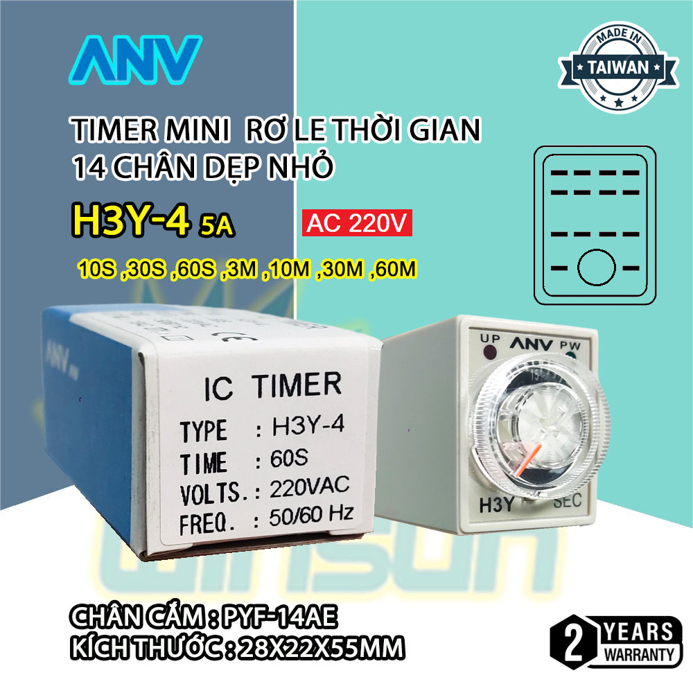 Timer mini H3Y-4 220VAC rơ le thời gian 14 chân dẹp nhỏ | Shopee Việt Nam