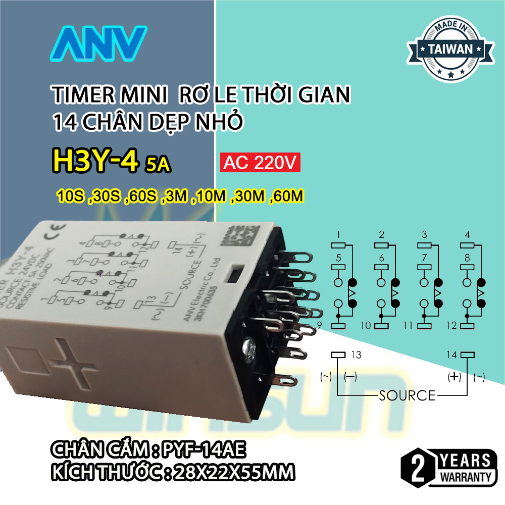Timer mini H3Y-4 220VAC rơ le thời gian 14 chân dẹp nhỏ | Shopee Việt Nam
