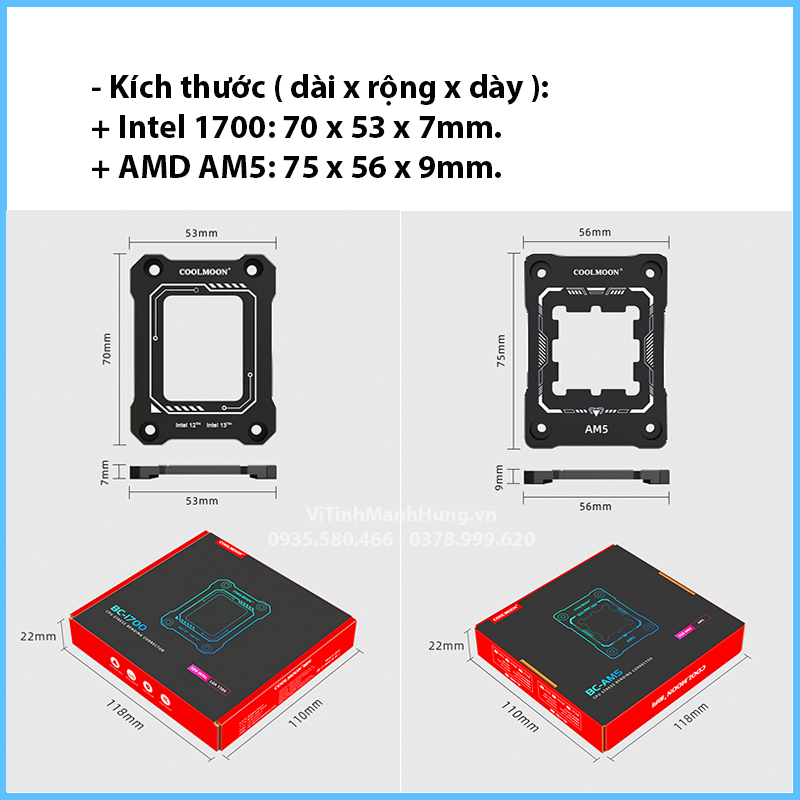 Khung chống cong CPU Socket 1700 / AM5, chính hãng CoolMoon, tặng kèm ...