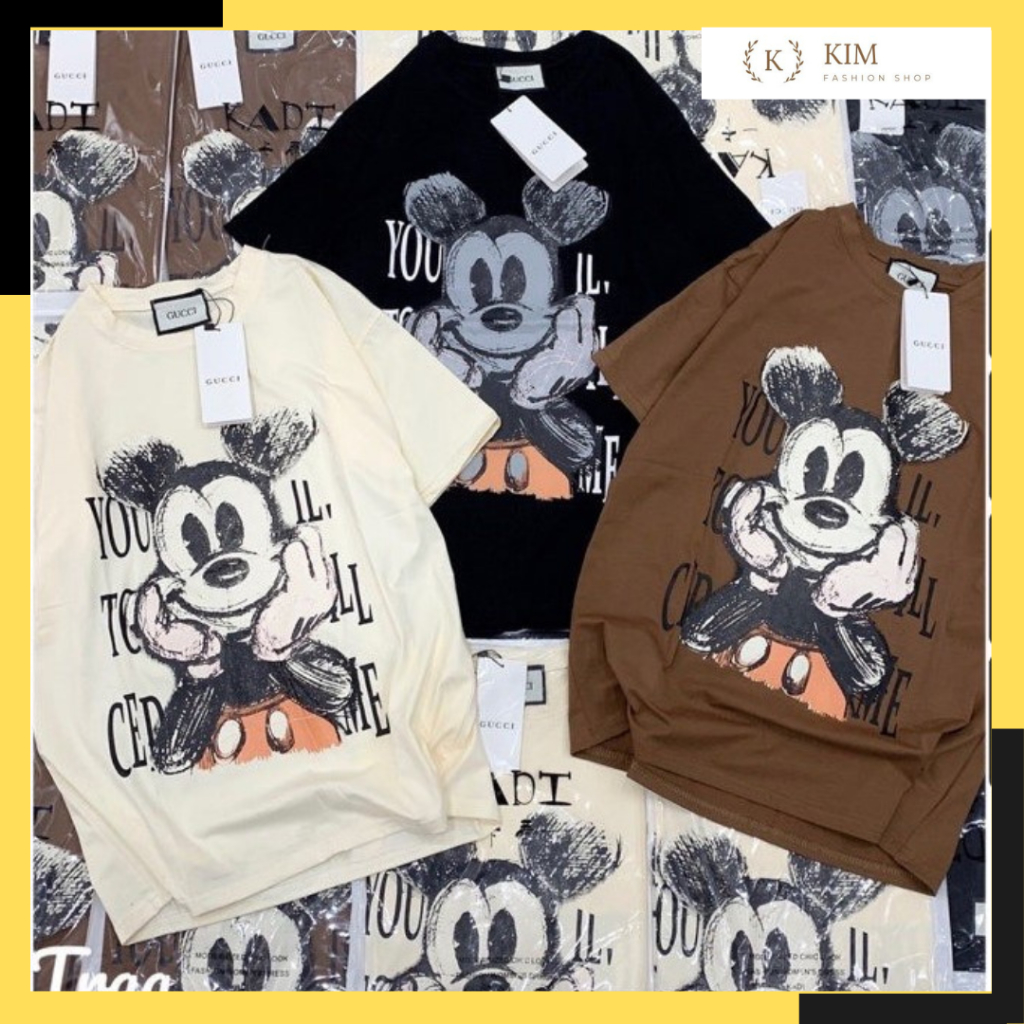 Áo thun, áo phông mickey form rộng, chất liệu 100% cotton, co giãn 2C ...