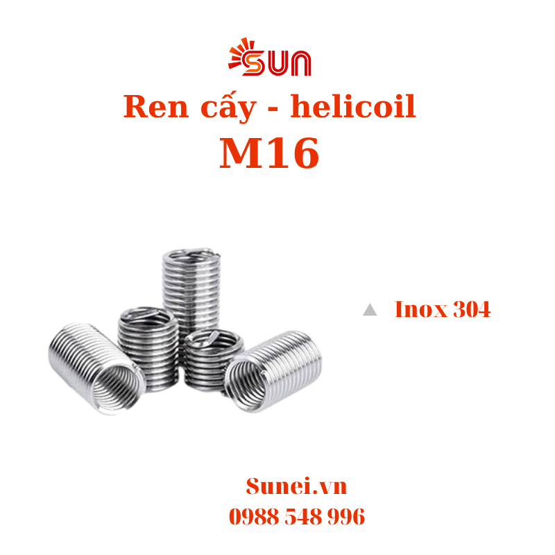 REN CẤY HELICOIL M16 - Combo 10pcs, 20pcs ren giả M16 chất liệu inox 304, hàng chọn | Shopee ...