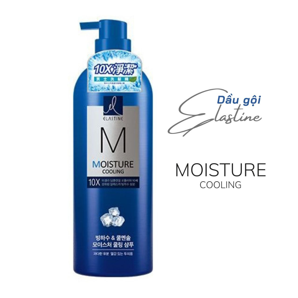 Dầu Gội Elastine Dành Cho Tóc Khô & Xơ 680ml Hàn Quốc Moisture Cooling Care 10X Shampoo, Cấp ẩm ...