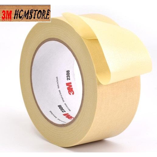 3M 2308 48mm dài 50met - BĂNG KEO GIẤY MASKING TAPE lớp giấy dẻo dai khó xé rách, che sơn, chịu ...