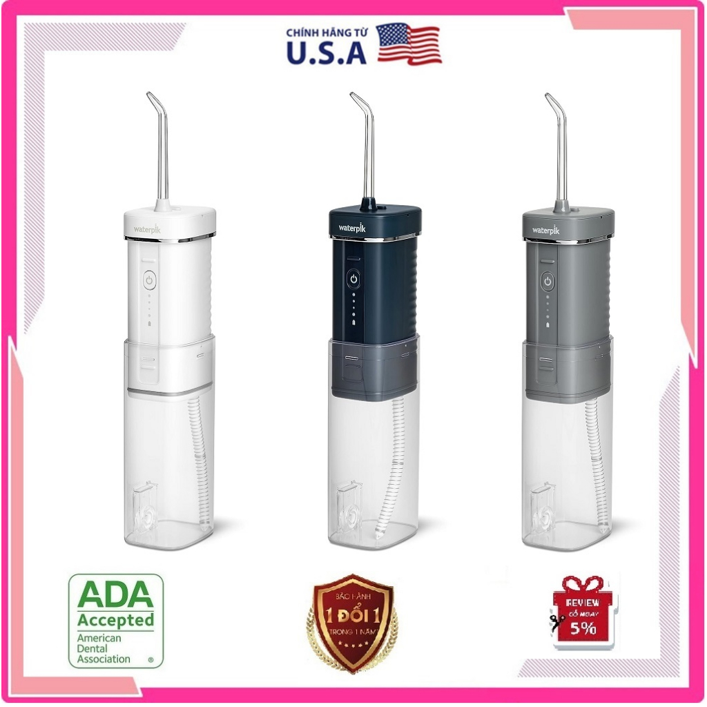 Máy Tăm Nước Cầm Tay Waterpik White Cordless Slide Water Flosser WF-16, BH 12 tháng 1 đổi 1 ...