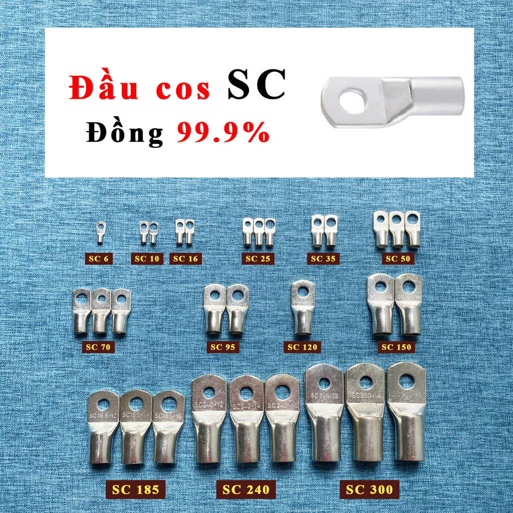 Đầu cos SC cốt cosse bít SC chất liệu đồng 99.9% SC2.5 SC4 SC6 SC10 ...