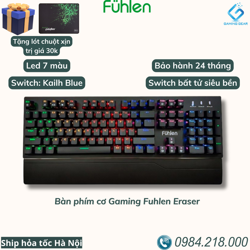 Bàn phím cơ Gaming Fuhlen Eraser - Fuhlen E - Led Rainbow - Chính hãng ...