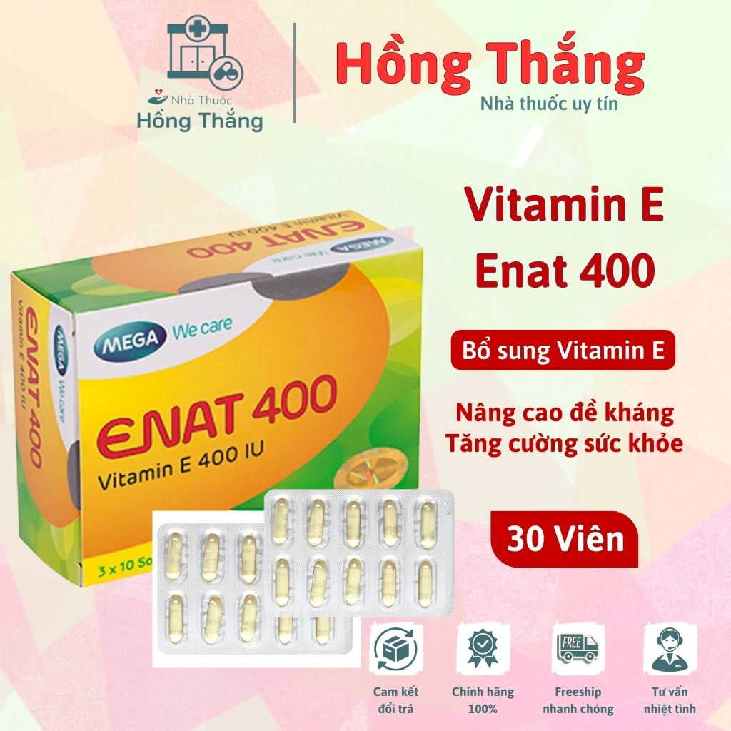 Enat 400 - Cung cấp 400 IU vitamin E cho cơ thể mỗi ngày - Hộp 3 vỉ x ...