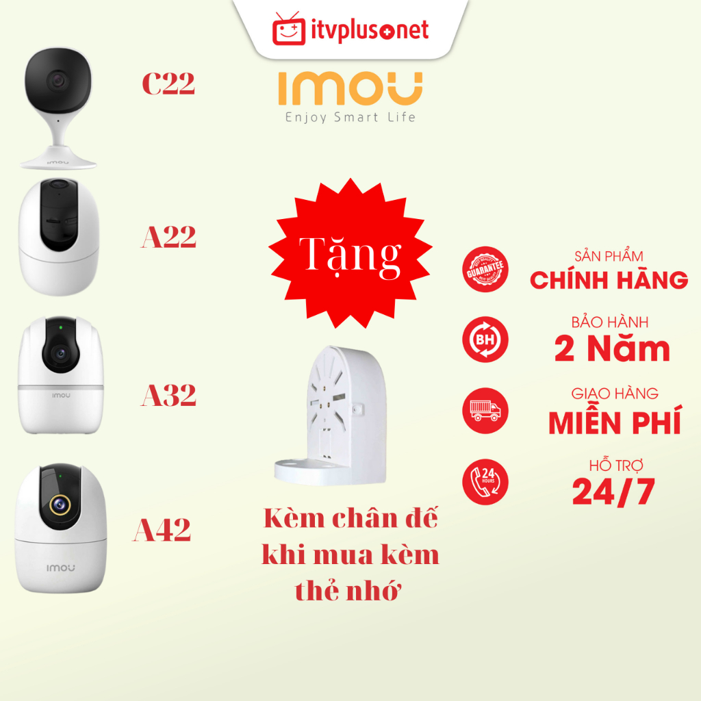 Camera Wifi trong nhà IMOU | ITVPlus | tặng chân đế khi mua thẻ nhớ |C22 |A22 |A32 |A42 |TA42 ...