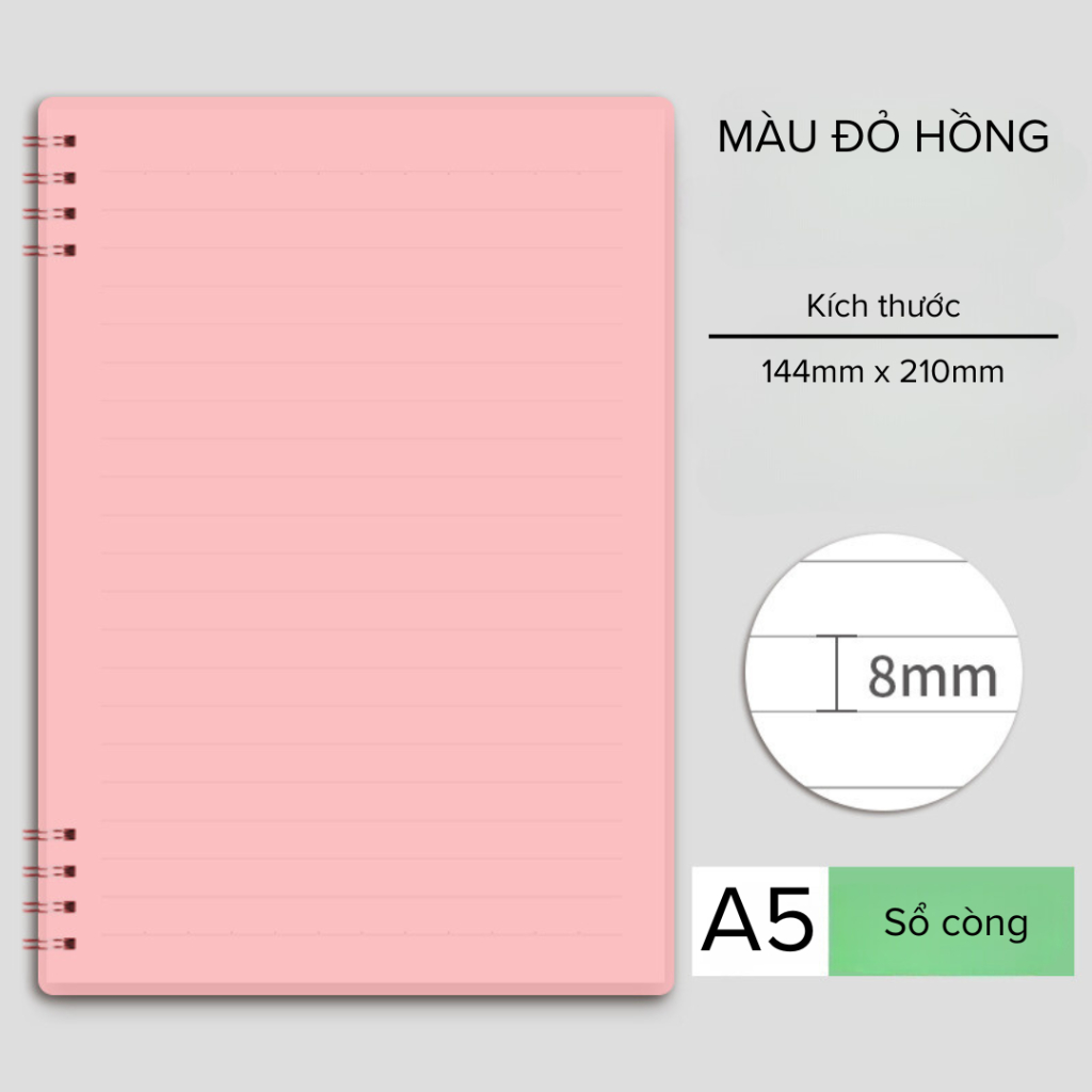 Sổ Còng A5, B5 160 Trang, Giấy 80g, Sổ Tay Ghi Chép Bìa Trong Suốt Màu Morandi Phong Cách Simple ...