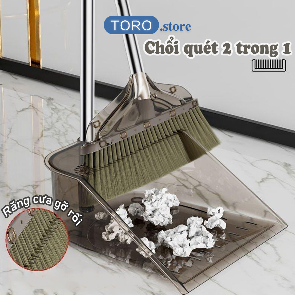 Bộ chổi quét nhà kèm hót rác TORO kèm lược thông minh gấp gọn tiện lợi ...
