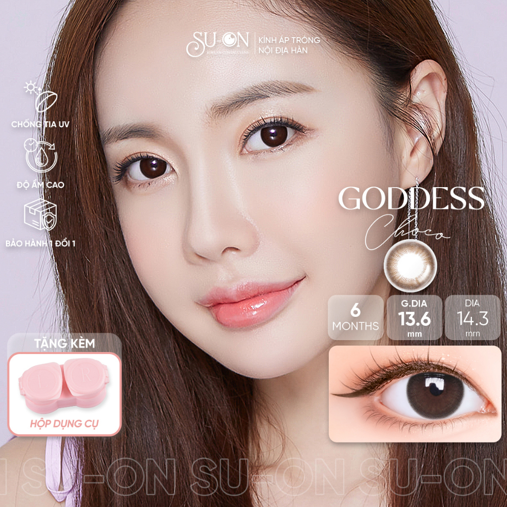 Lens nâu tự nhiên GODDESS CHOCO, kính áp tròng Hàn Quốc chính hãng ...