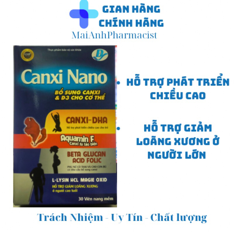 Canxi Nano - Canxi chiết xuất từ tảo biển (Hộp 30 viên) | Shopee Việt Nam