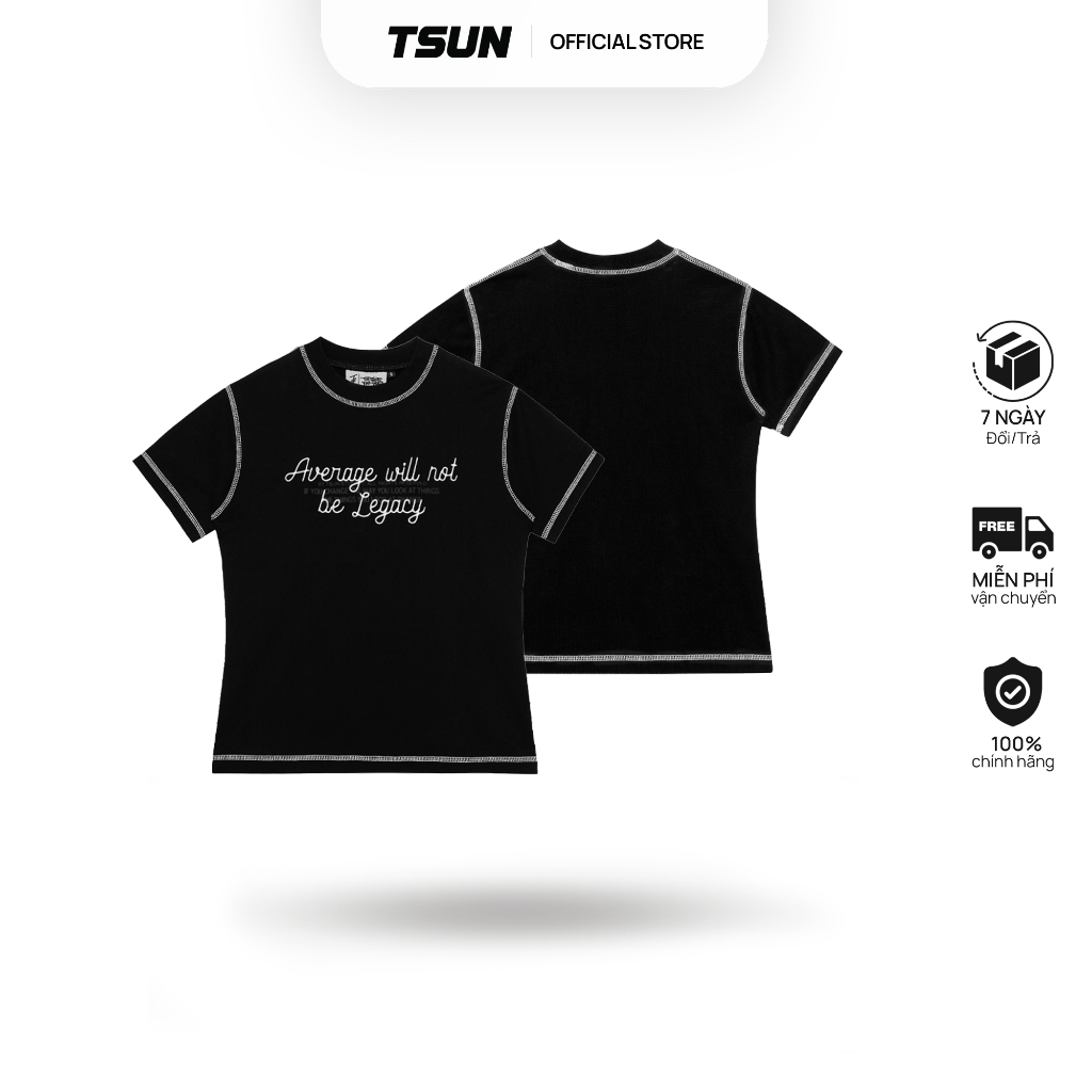 Áo Baby Tee TSUN SIGNALINE - Đen - [UNISEX] - Thêu | Shopee Việt Nam