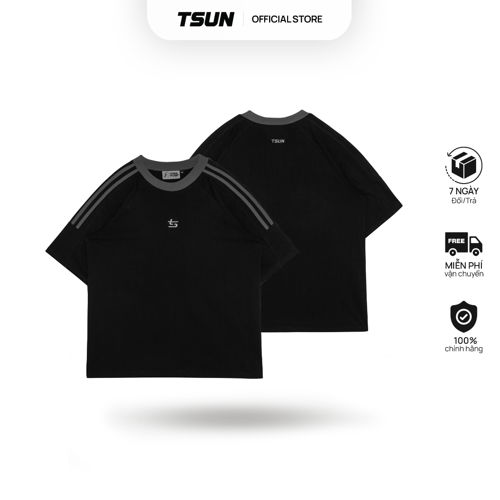 Áo Thun TSUN DualLine Tee - Đen - [UNISEX] - Thêu Logo - Thể thao - Nam ...