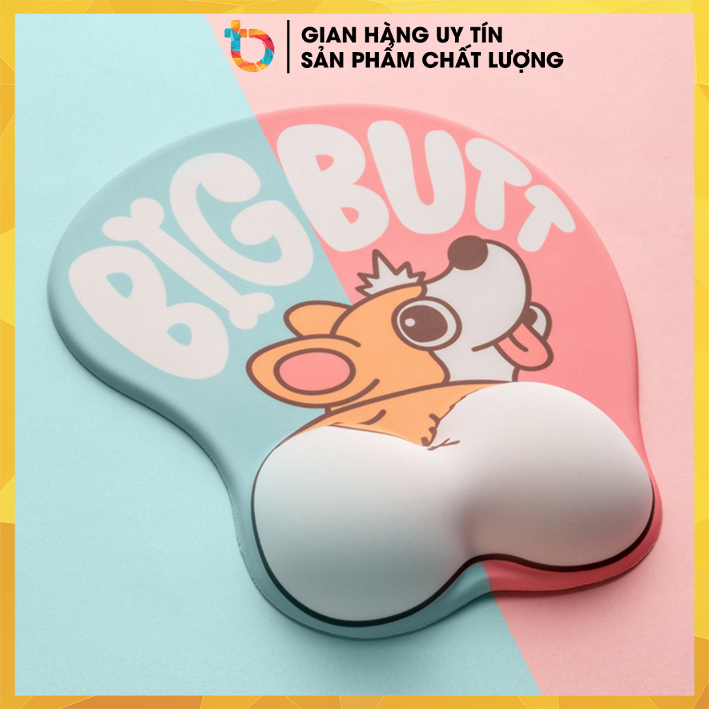 Lót chuột (Mouse Pad) Silicon 3D có đệm kê chống mỏi cổ tay hình Corgi ...