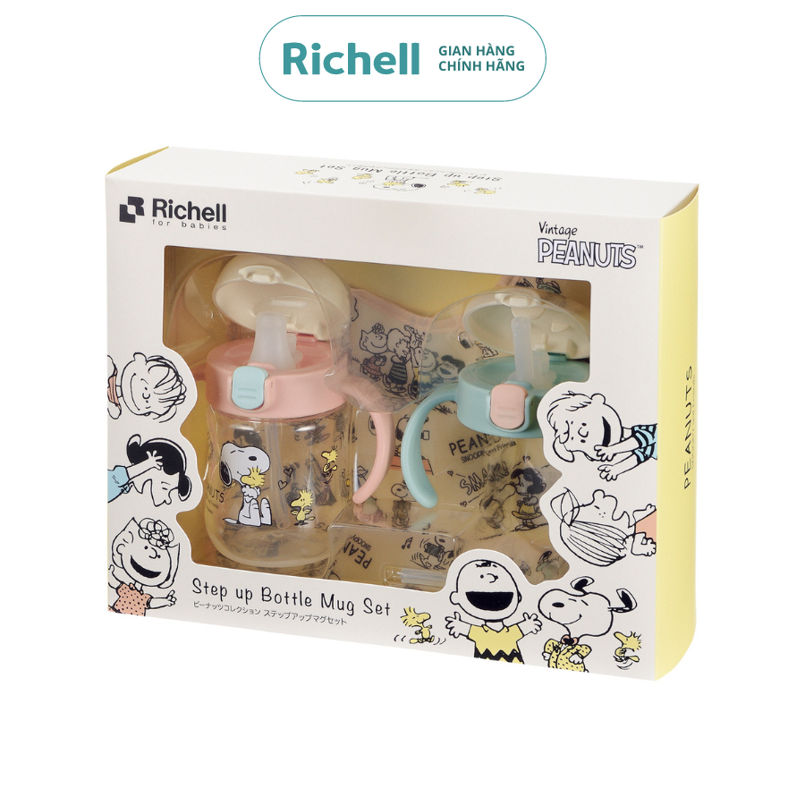 Bộ bình tập uống nâng cấp kèm yếm RICHELL TLI phiên bản SNOOPY chống sặc | Baby | Shopee Việt Nam