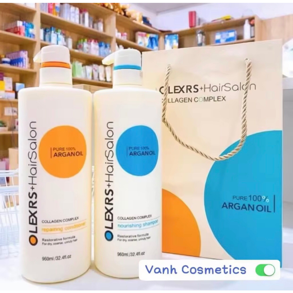 Cặp dầu gội xả Olexrs Argan Oil Collagen Hair Salon cho tóc khô hư tổn ...