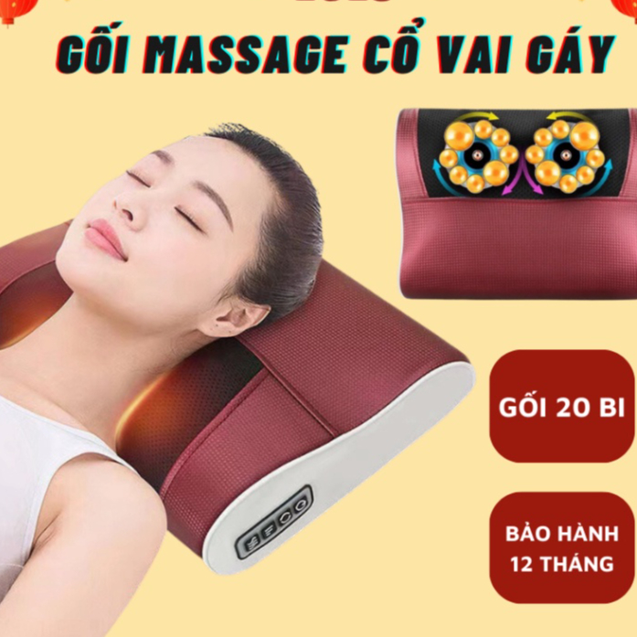 Gối Massage Cổ Vai Gáy Gối Massage Hồng Ngoại 20 Bi Cao Cấp Hỗ Trợ Mát Xa Toàn Thân Shopee