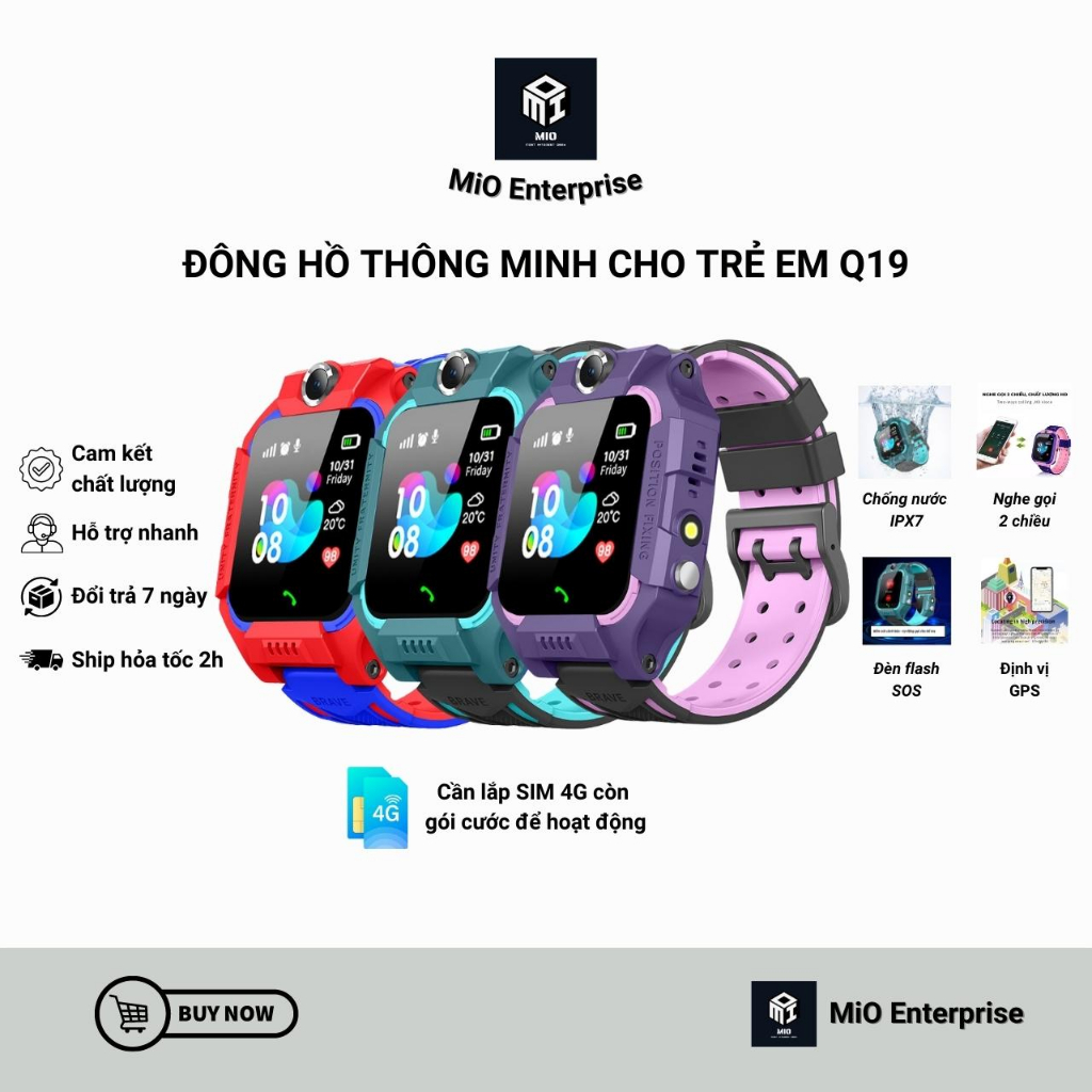 ĐỒNG HỒ THÔNG MINH Q19 cho trẻ em - Lắp sim 3G/4G nghe gọi, chụp ảnh ...