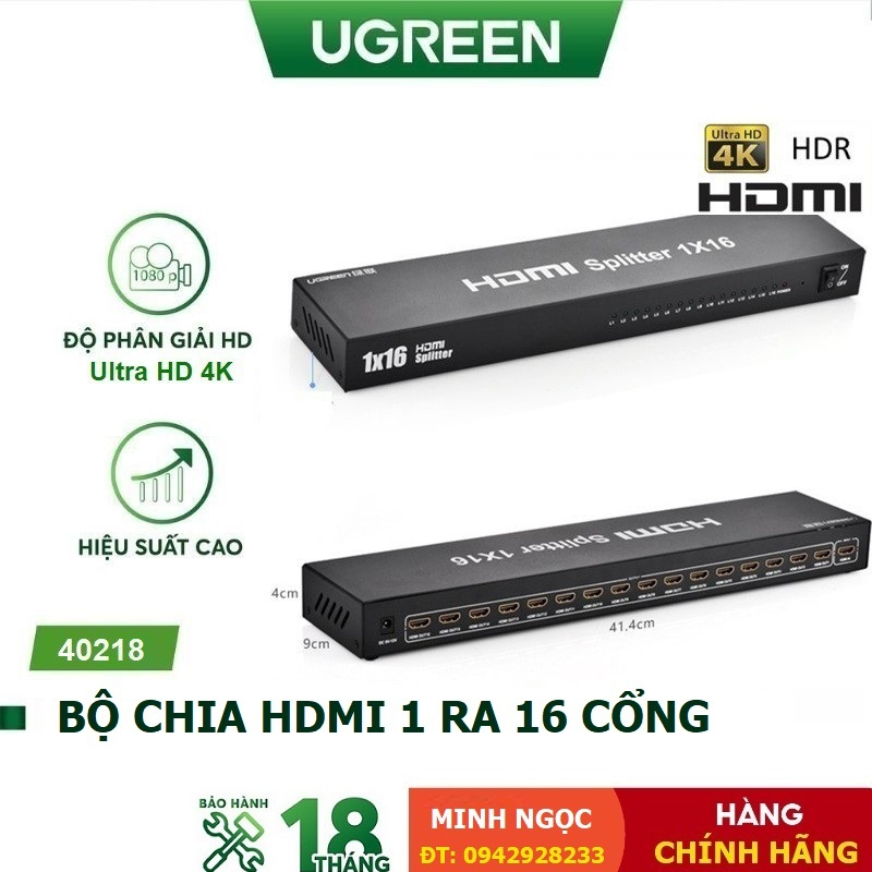 Bộ chia HDMI 1 ra 16 cổng HDMI full HD 1080p chính hãng Ugreen 40218 ...