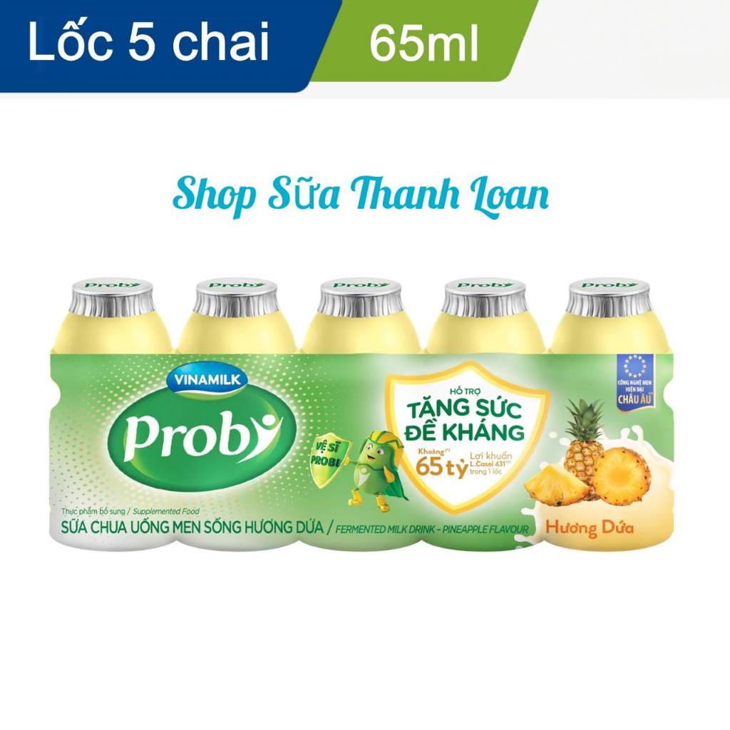 SỮA CHUA UỐNG PROBI DỨA - LỐC 5 CHAI X 65ML | Shopee Việt Nam
