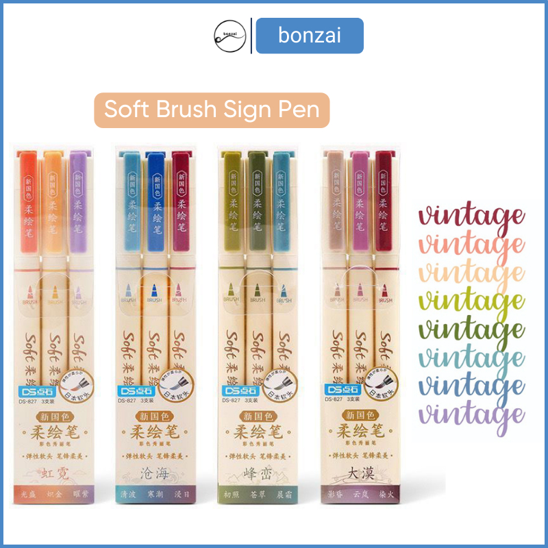 Bộ 3 bút Soft Brush Sign Pen luyện viết Calligraphy, Bullet Journal ...