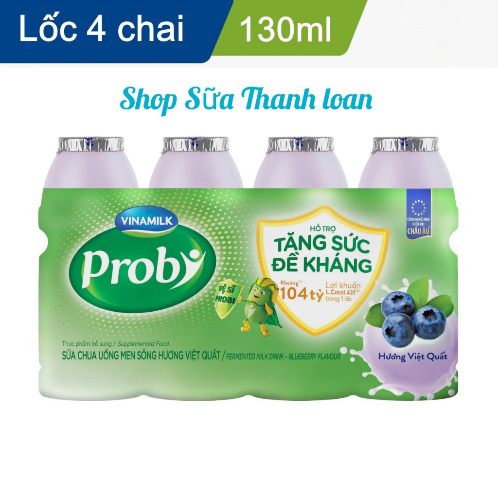 SỮA CHUA UỐNG PROBI VIỆT QUẤT - LỐC 4 CHAI 130ML | Shopee Việt Nam