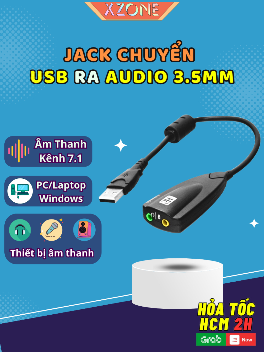 Cáp USB ra 3.5mm âm thanh 7.1 , cáp chuyển đổi soundcard 3.5mm cổng usb ...