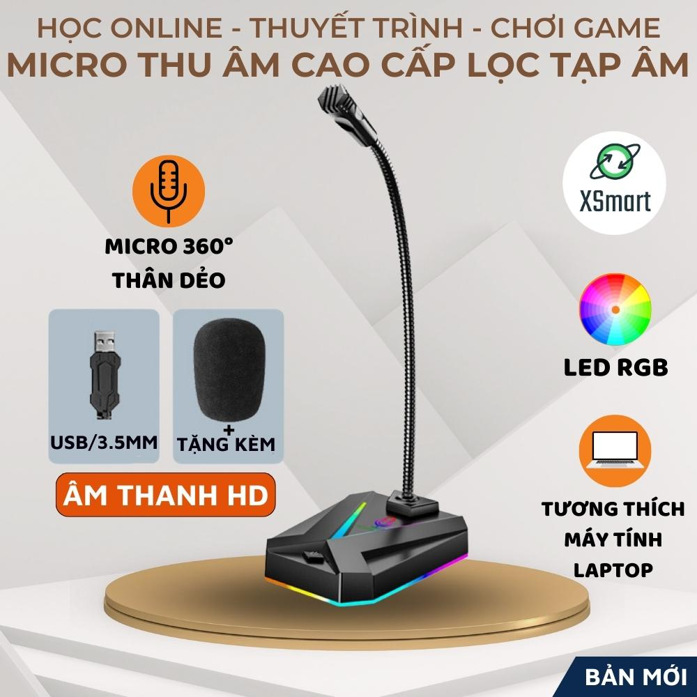 Micro Máy Tính, Laptop MK10 Jack USB Có LED Thu Âm 360 Độ Lọc Tiếng Ồn ...