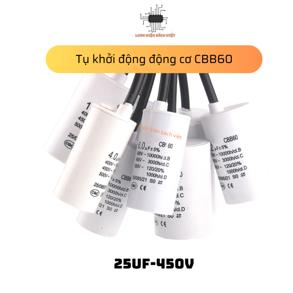Tụ khởi động 25uF 450V CBB60 SENJU trắng (1 chiếc) | Shopee Việt Nam