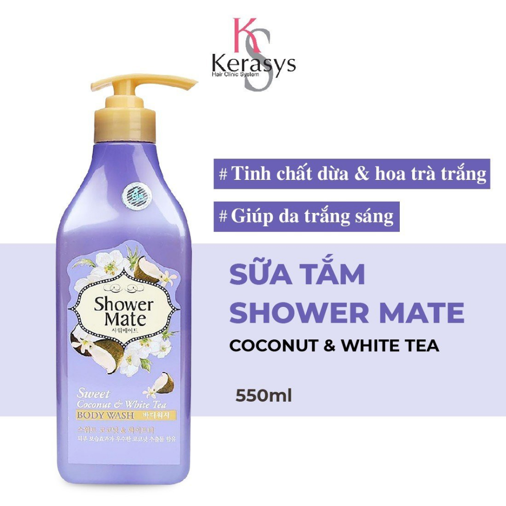 Sữa tắm cao cấp Hàn Quốc Shower Mate Coconut & White Tea tinh chất dừa và hoa trà trắng 550g ...