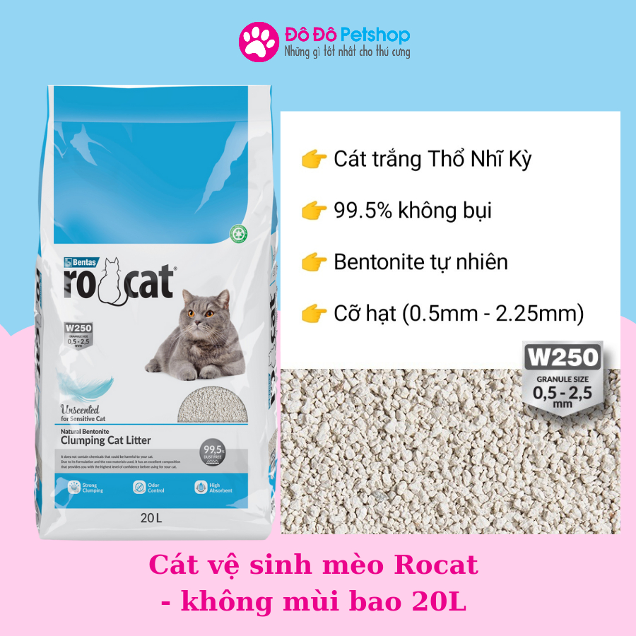 Cát Vê Sinh Cho Mèo Rocat Không Mùi Natural Unscented 20l | Shopee Việt Nam