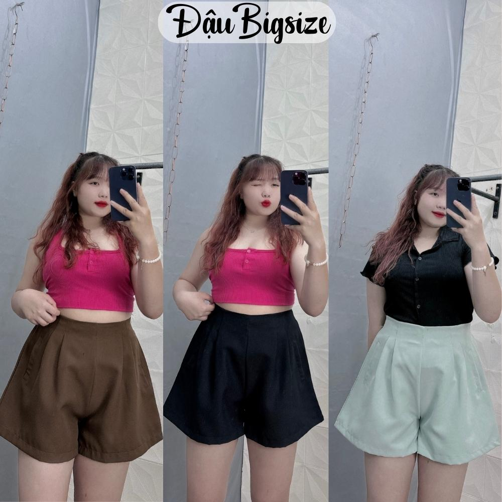 Quần đùi xếp ly Bigsize nữ dáng chữ A đai cao lưng thun co giãn không có nút và khóa kéo Q26 ...