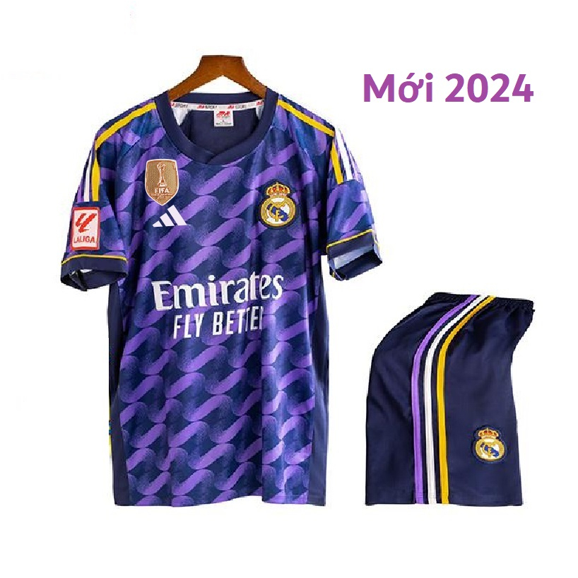Bộ quần áo đá banh CLB Real Tím gợn sóng sân khách 2024MK-FLG vô địch ...