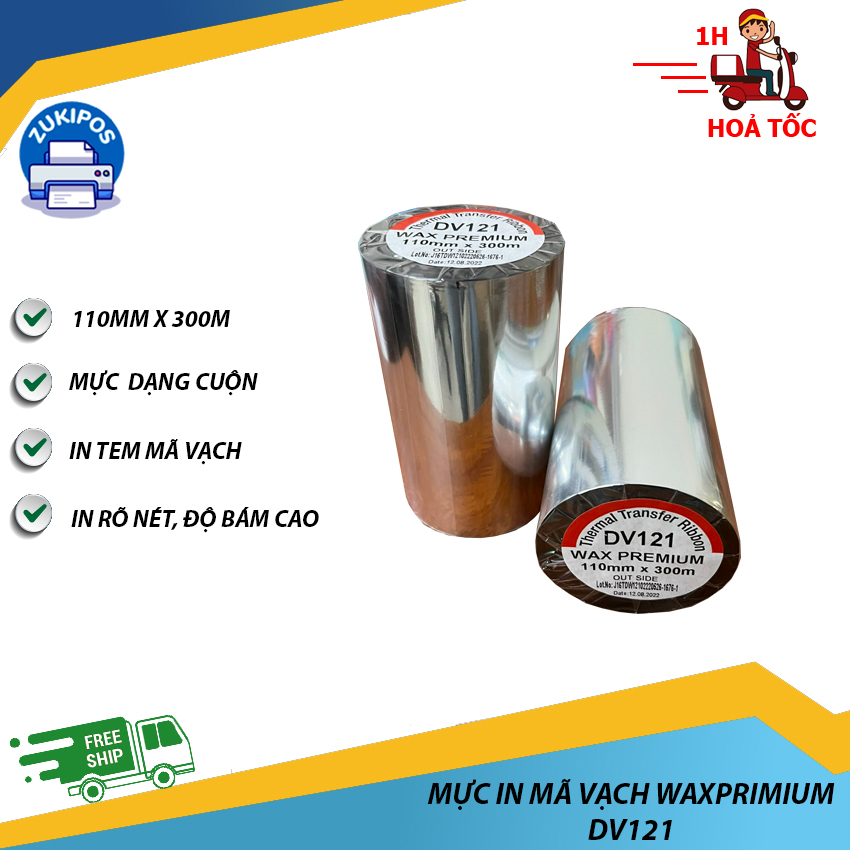 Mực In Tem Mã Vạch Wax Premium DV121 110mm x 300m Ribon Mực Cao Cấp ...