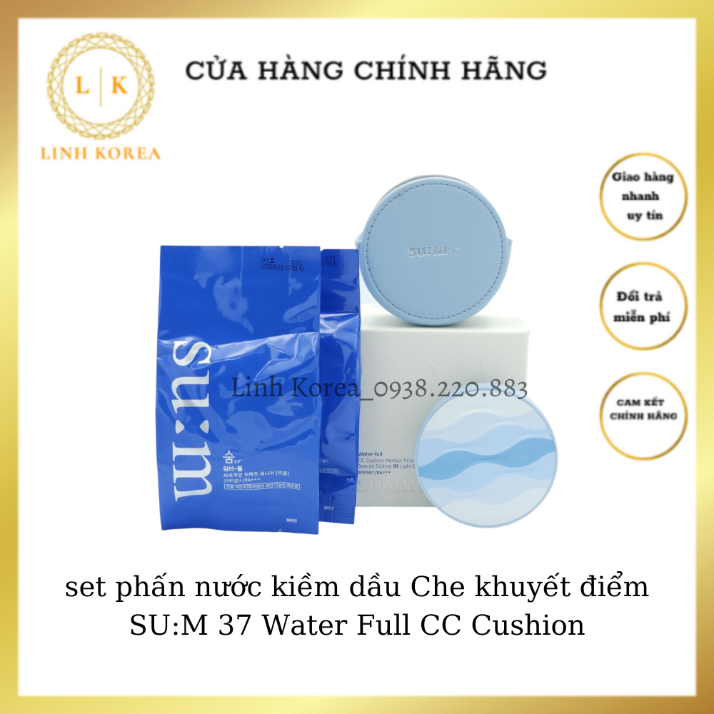 Set phấn nước Sum xanh Su:m37 Water-Full CC Cushion - Dành cho da dầu ...