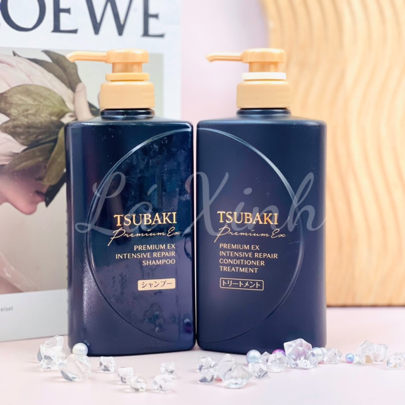 Bộ Dầu Gội Xả Tsubaki Đen Phục Hồi Tóc Hư Tổn Nặng Vì Hóa Chất Tsubaki Premium EX Intensive ...