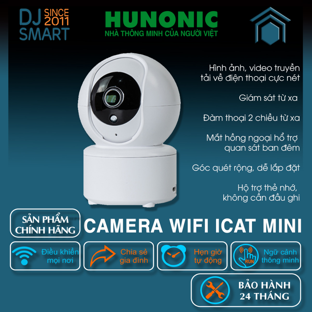 Camera Wifi ICat Mini Hunonic - Đàm Thoại 2 Chiều, Xoay 360 Độ, App ...