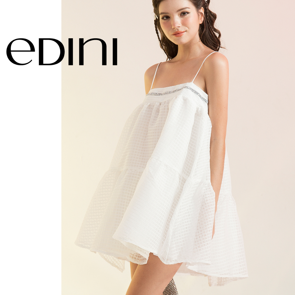 Đầm Hai Dây Viền Cổ Dáng Ngắn - EDINI - D1607 | Shopee Việt Nam