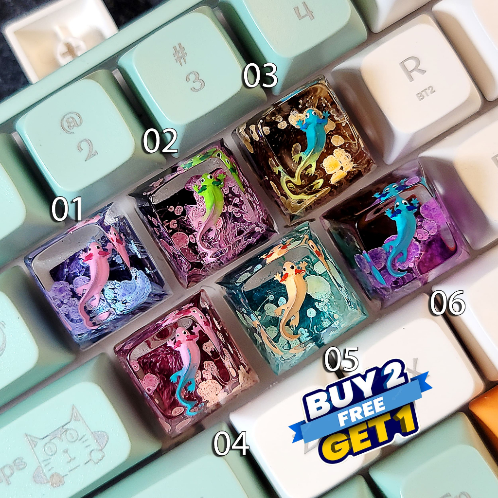 axolotl keycap , nút bàn phím cơ thằn lằn tắc kè ,artisan keycap ...